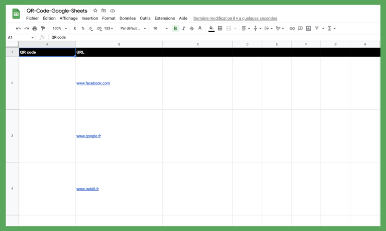 Créer des QR codes automatiquement dans Google Sheets